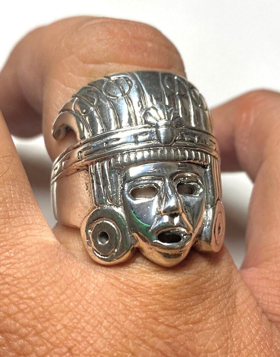 Mayan Aztec Headdress Silver 925 Ring Maya Azteca Anillo Plata Taxco - Etsy