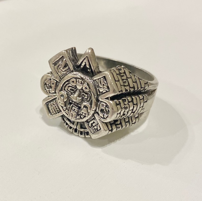 Mayan Aztec Calendar Silver 925 Ring / Anillo Calendario Maya - Etsy