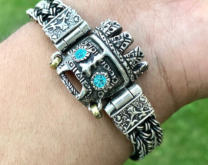Aztec Tlaloc (rain) God Bracelet Silver 925 Mexico - Pulsera Esclava ...