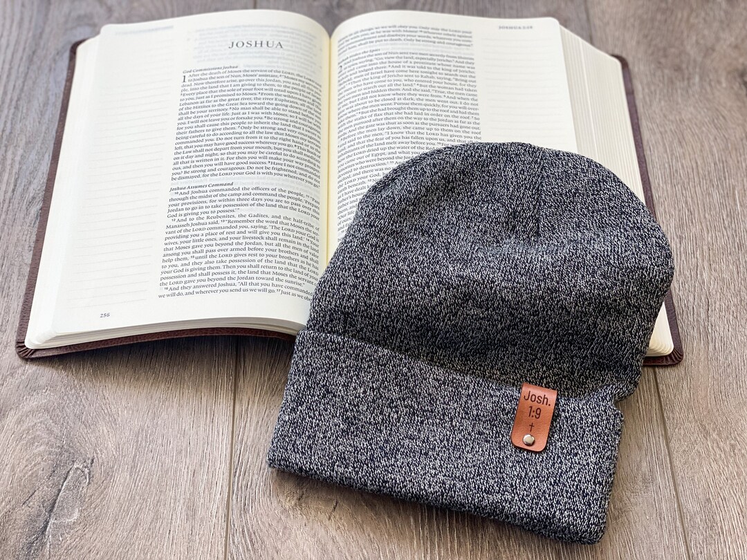 Leather Patch Beanie Bible Verse Christian Apparel Personalized ...