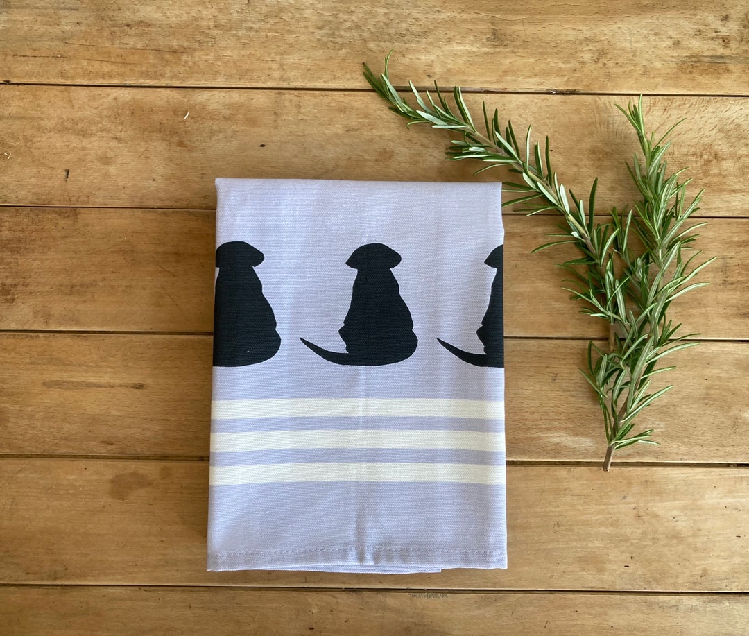 Black Labrador Tea Towel With Lab Puppy, Kitchen Gift for Labrador ...