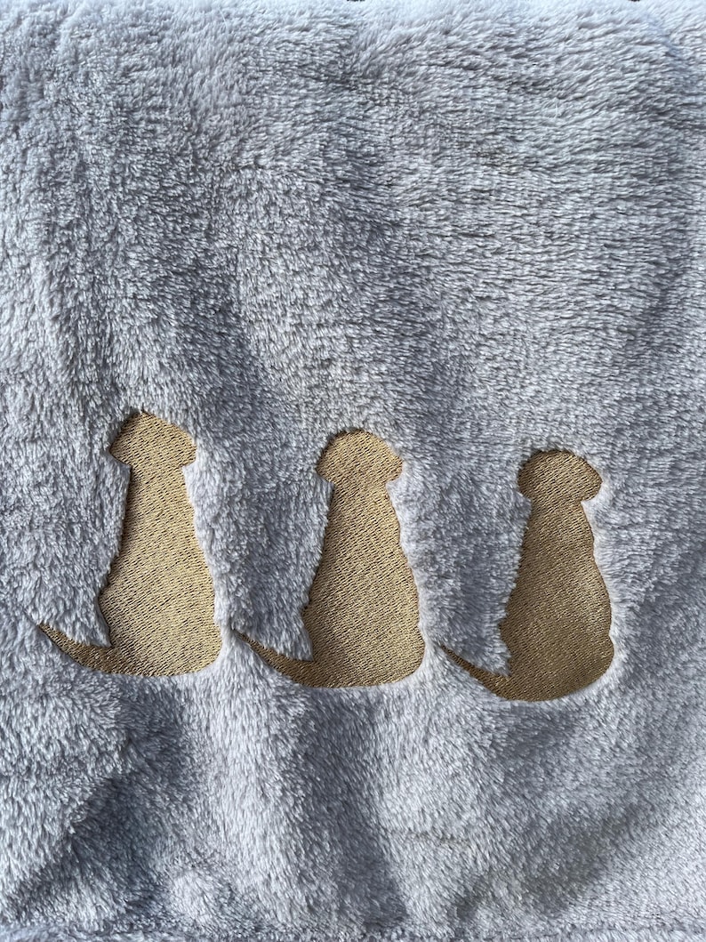 Embroidered Fox Red Labrador Dog Blanket: Silver Grey Teddy Fleece ...