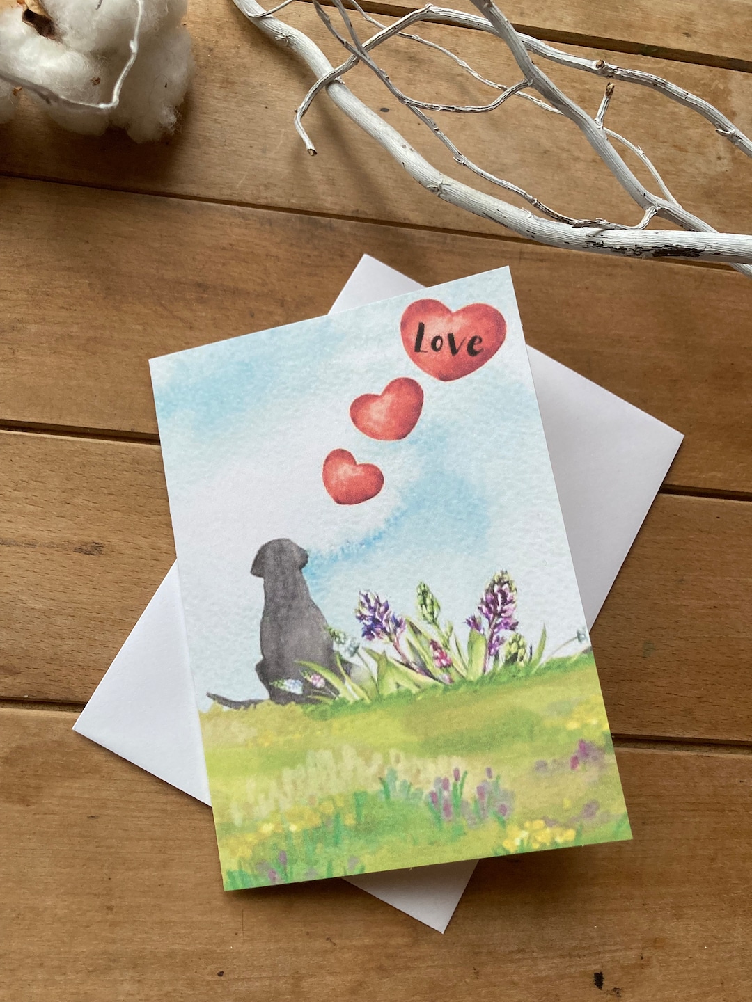 Labrador Card, Country Scene Dog Card, Card From the Dog, Black ...