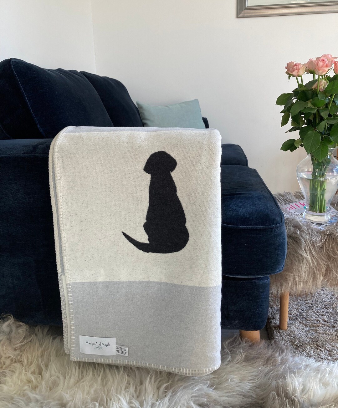 Recycled Cotton Labrador Throw: Grey and Cream Dog Lover Gift - Etsy