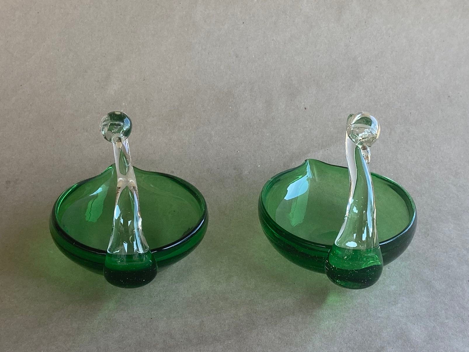 Pair Vintage Swans Viking Glass Candy Dishes - Etsy