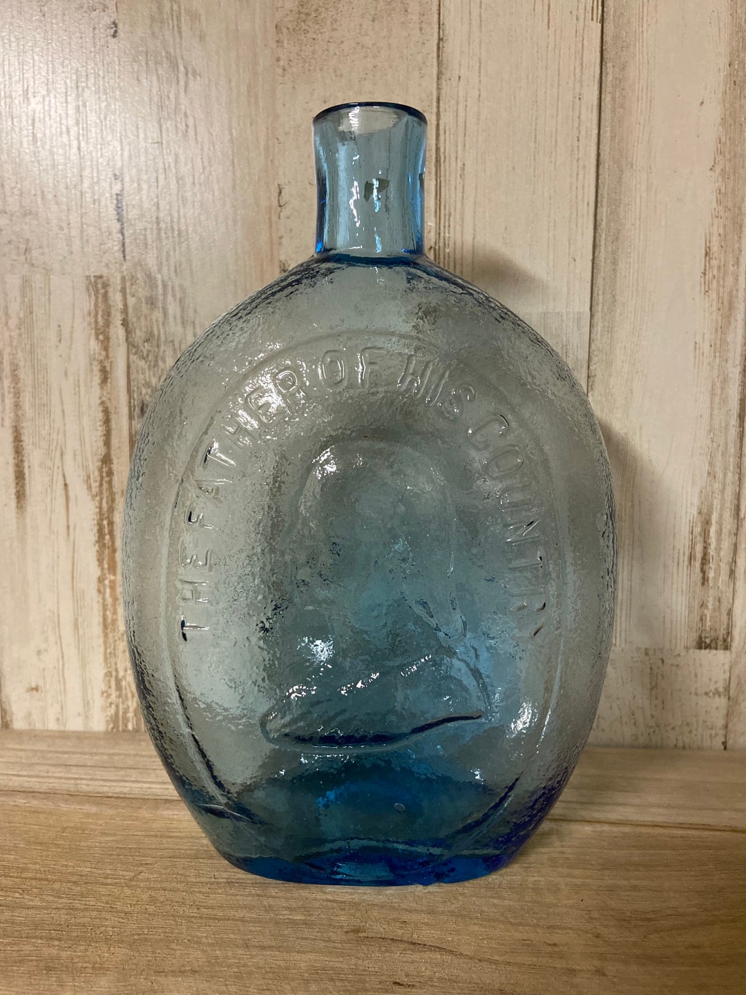 Vintage the Father of His Country George Washington Blue Glass Decanter ...