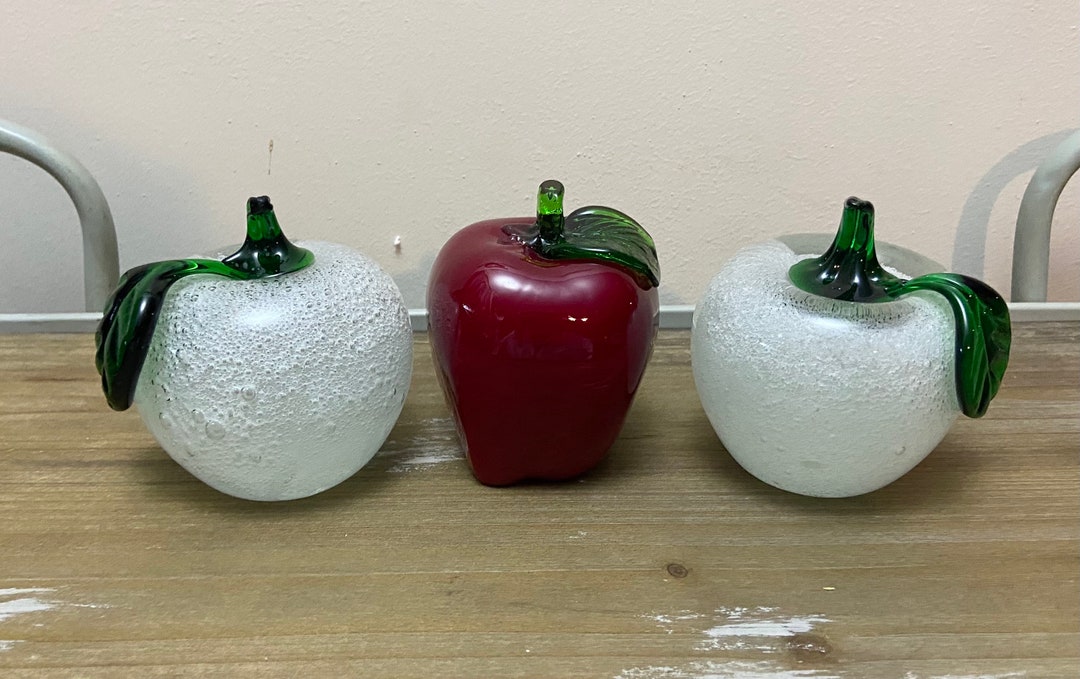 Vintage Hand Blown Glass Apples - Etsy