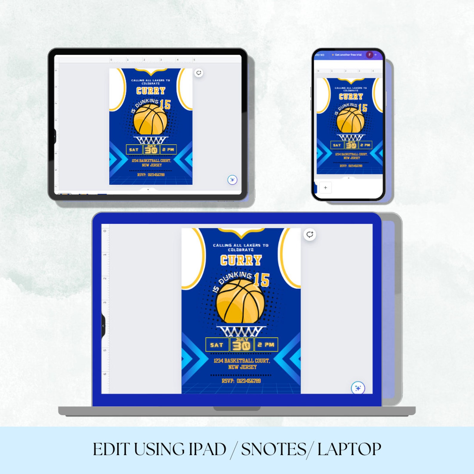Editable Basketball Invitation for Birthday Party, Animated Video ...