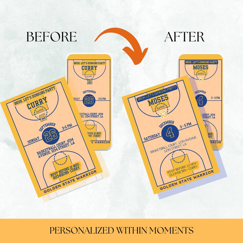 Editable Basketball Invitation for Trainee Birthday Party, Basketball ...