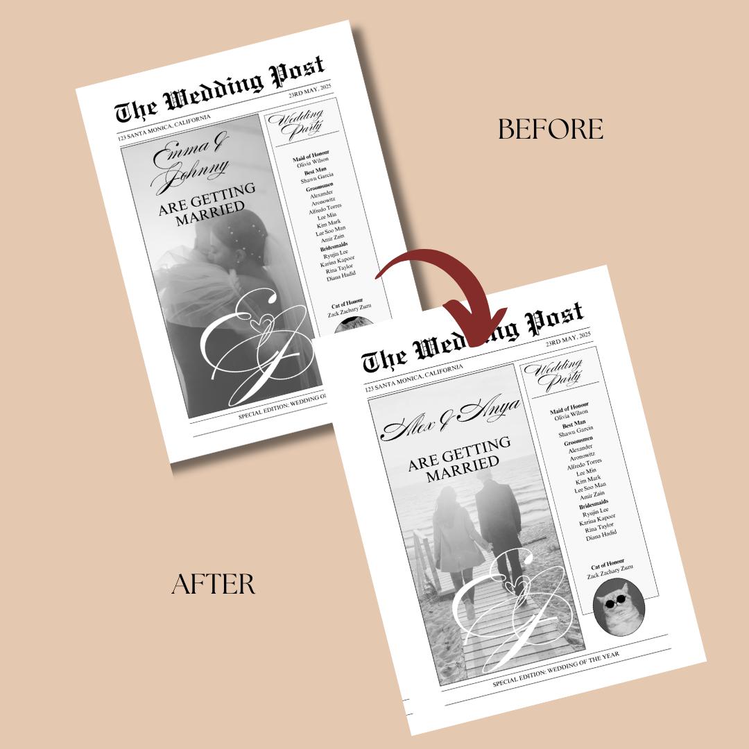 A3 Folded Wedding Newspaper, Wedding Program, Infographic Program ...