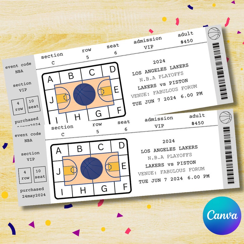 Editable NBA Ticket Tournament Template, Birthday Party Souvenier ...