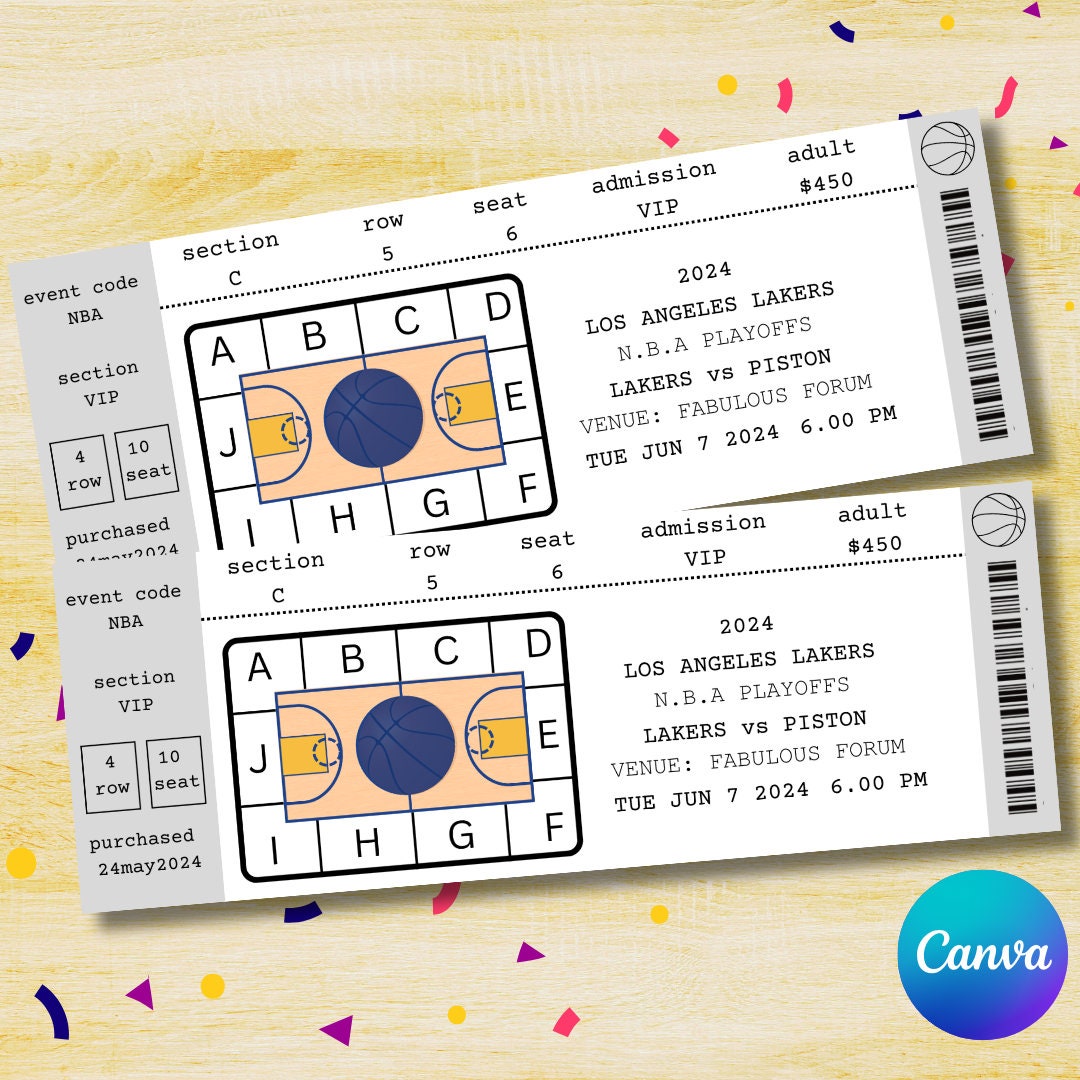 Editable NBA Ticket Tournament Template, Birthday Party Souvenier ...