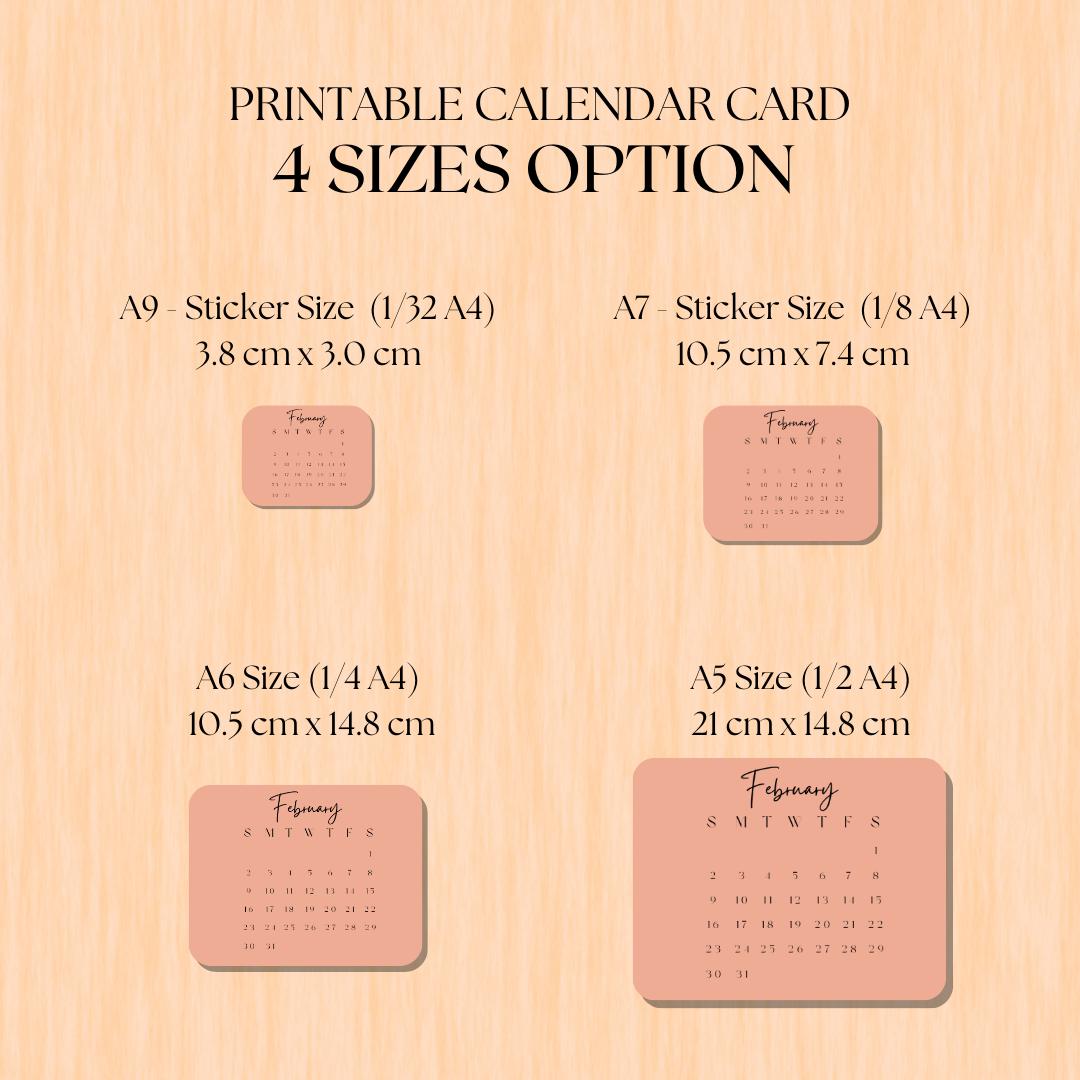 Editable Mini Card Monthly Calendar 2025 Template & Printable for ...