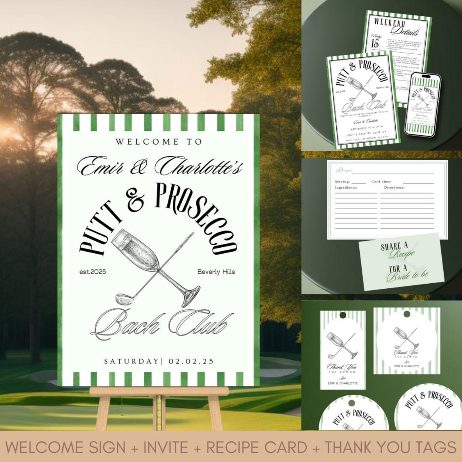Editable Golf Theme Bridal Shower Putt Invitation Golf Welcome Sign ...