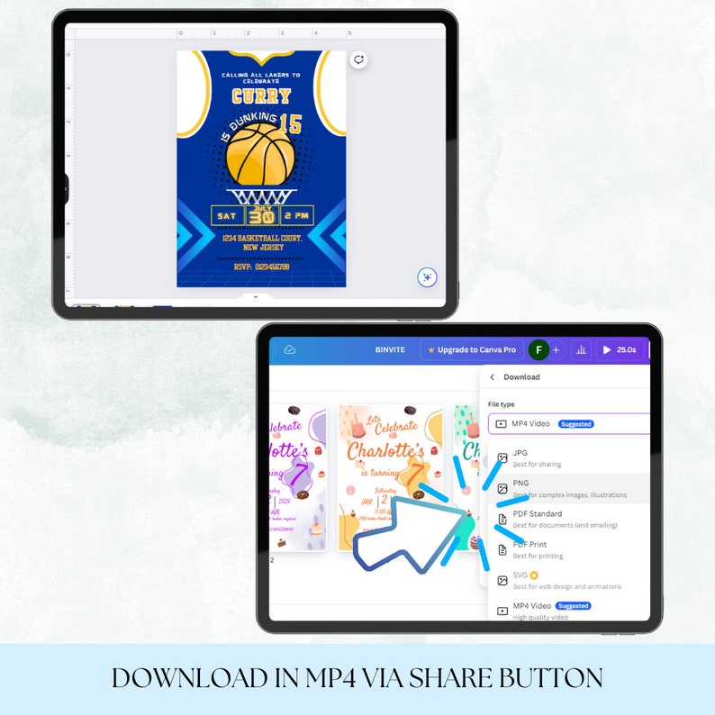 Editable Basketball Invitation for Birthday Party, Animated Video ...