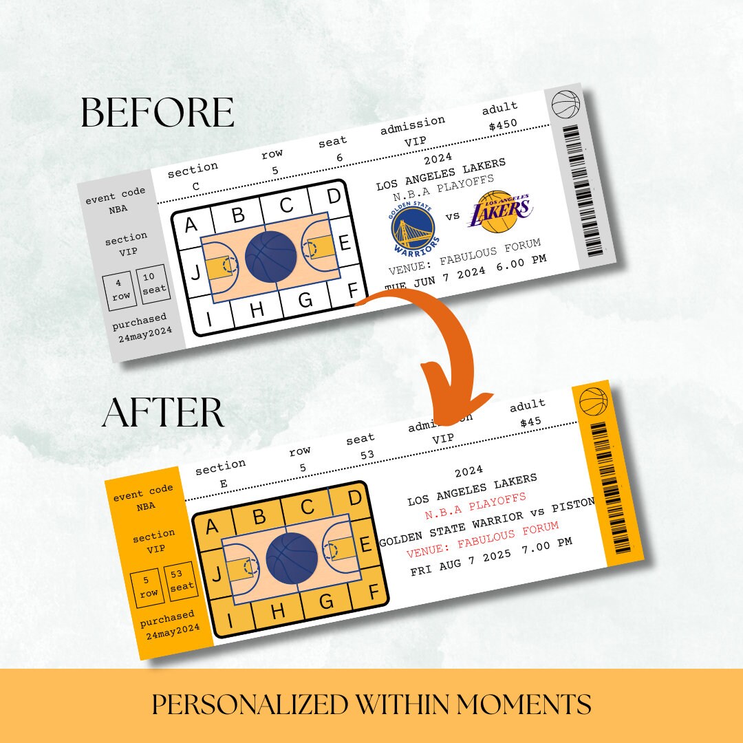 Editable NBA Ticket Tournament Template, Birthday Party Souvenier ...