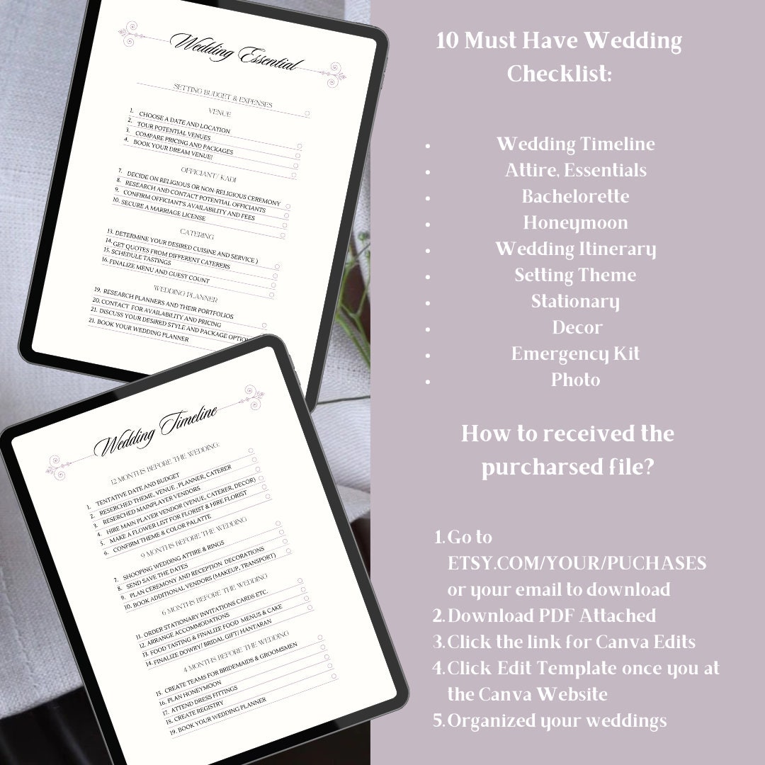 Muslim Wedding Planning Checklist: Printable A4 Pages for Couple ...