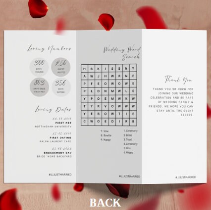 Trifold A4 Wedding Infographic Program Foldable Canva Foldable Template ...