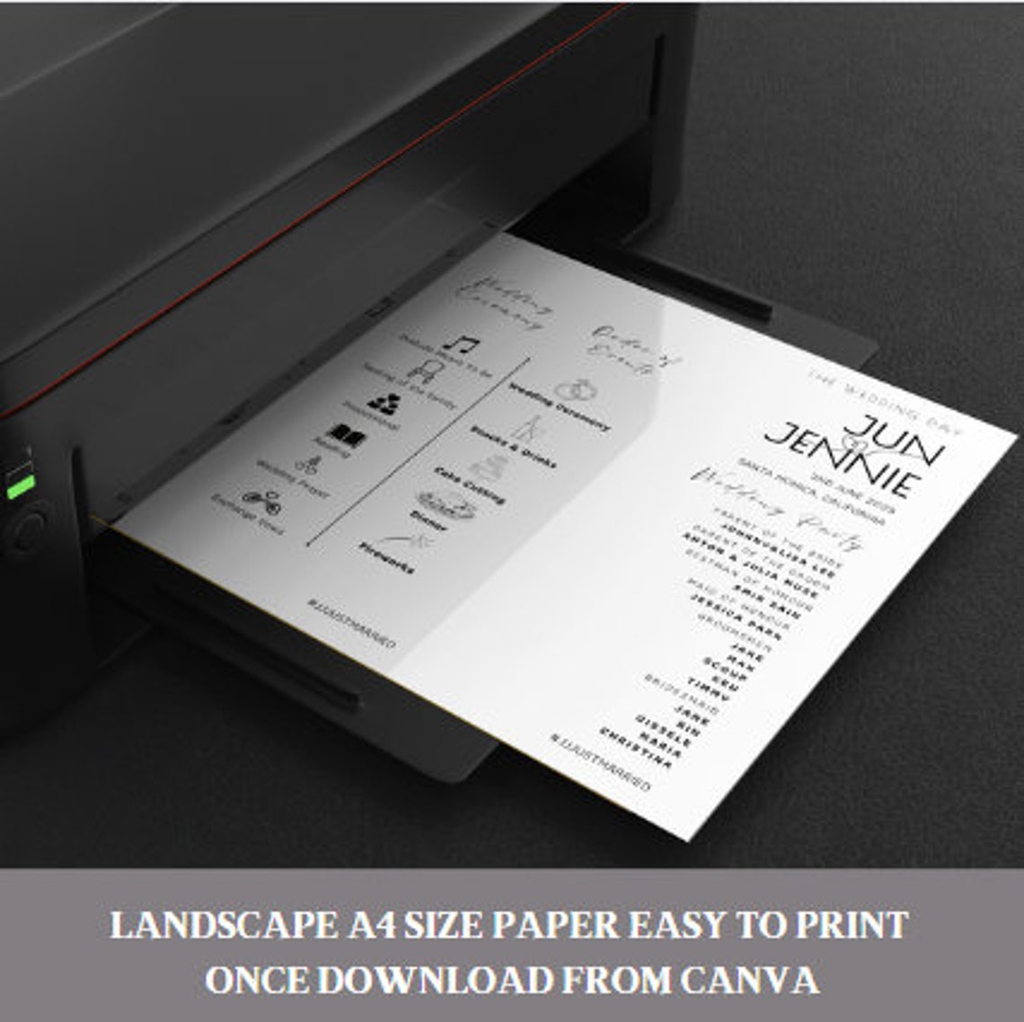 Trifold A4 Wedding Infographic Program Foldable Canva Modifiable ...