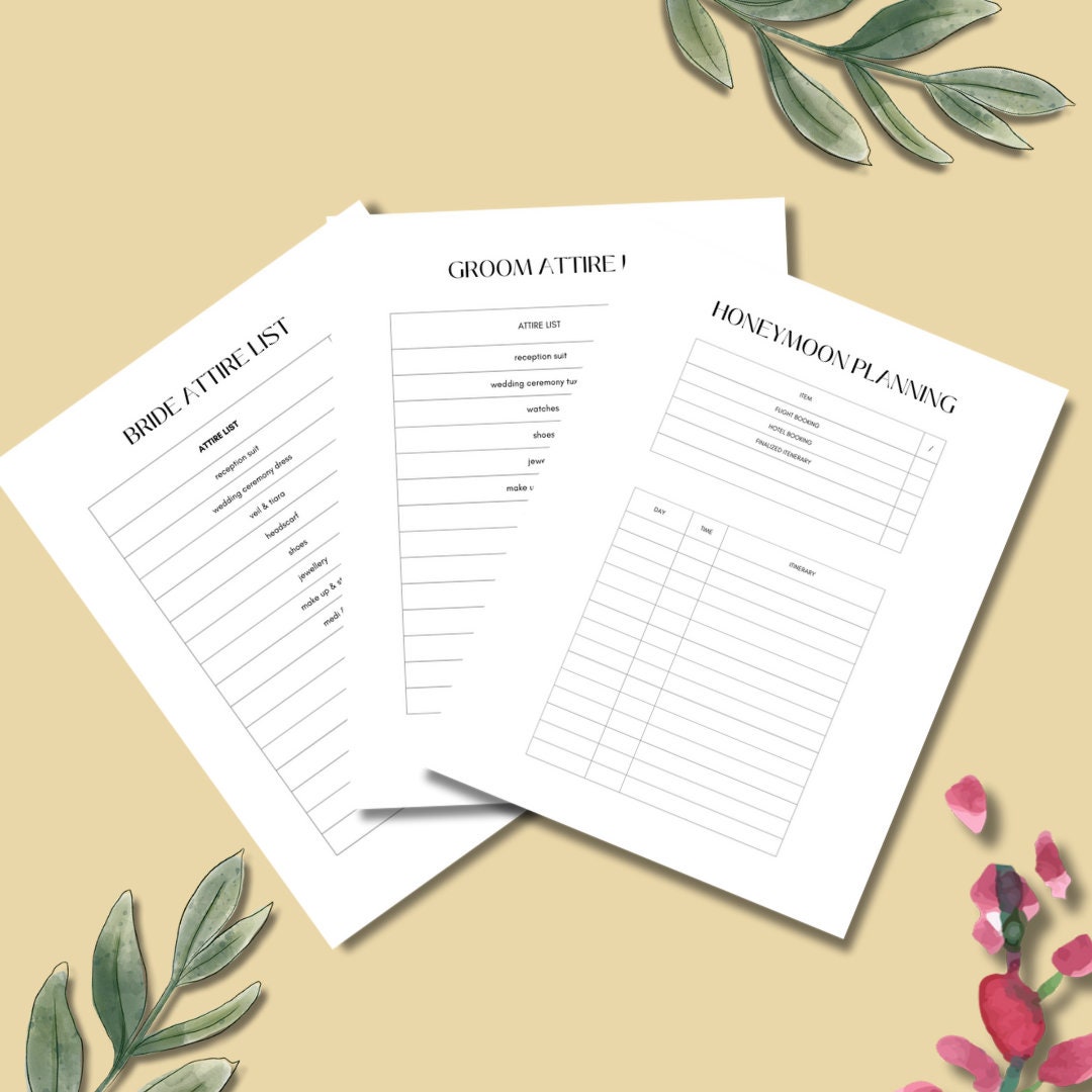 Printable Wedding Checklist, Wedding Tracker, Wedding for Binder ...