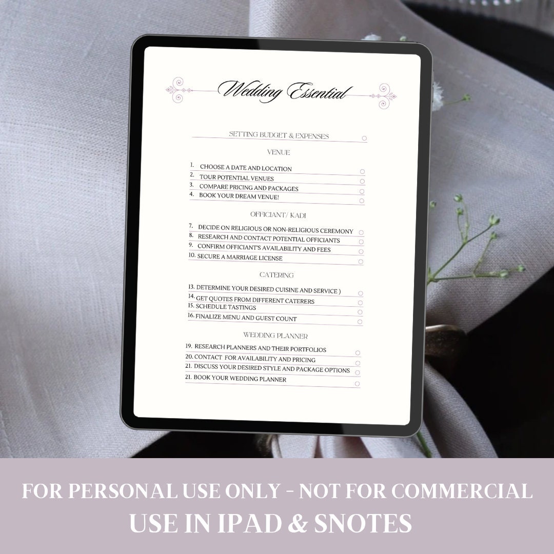 Muslim Wedding Planning Checklist: Printable A4 Pages for Couple ...