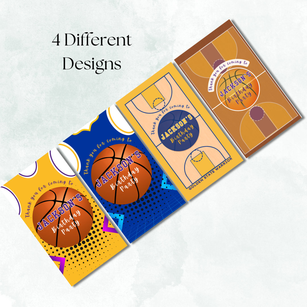 Editable Basketball Thank You Tags Birthday Party, Basketball Player ...
