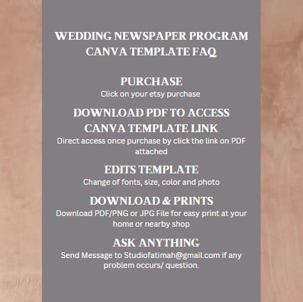 Trifold A4 Wedding Infographic Program Foldable Canva Modifiable ...