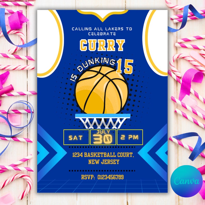 Editable Basketball Invitation for Birthday Party, Animated Video ...