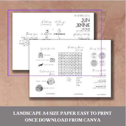Trifold A4 Wedding Infographic Program Foldable Canva Foldable Template ...