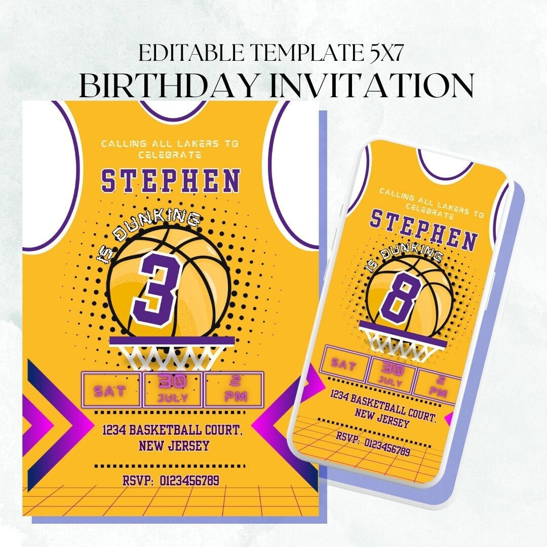 Editable Basketball Birthday Invitation for Basketball Player Party ...