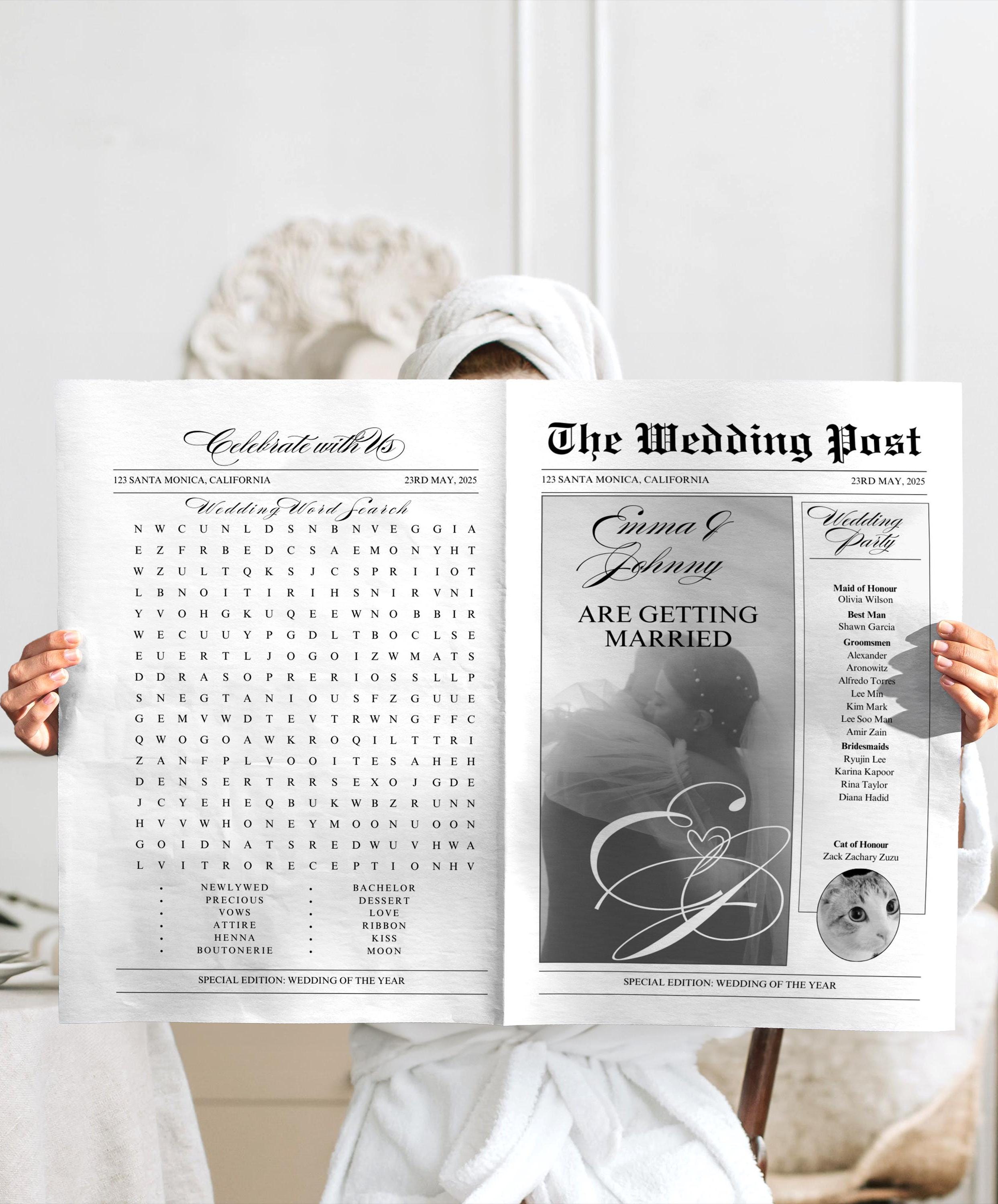 A3 Folded Wedding Newspaper, Wedding Program, Infographic Program ...