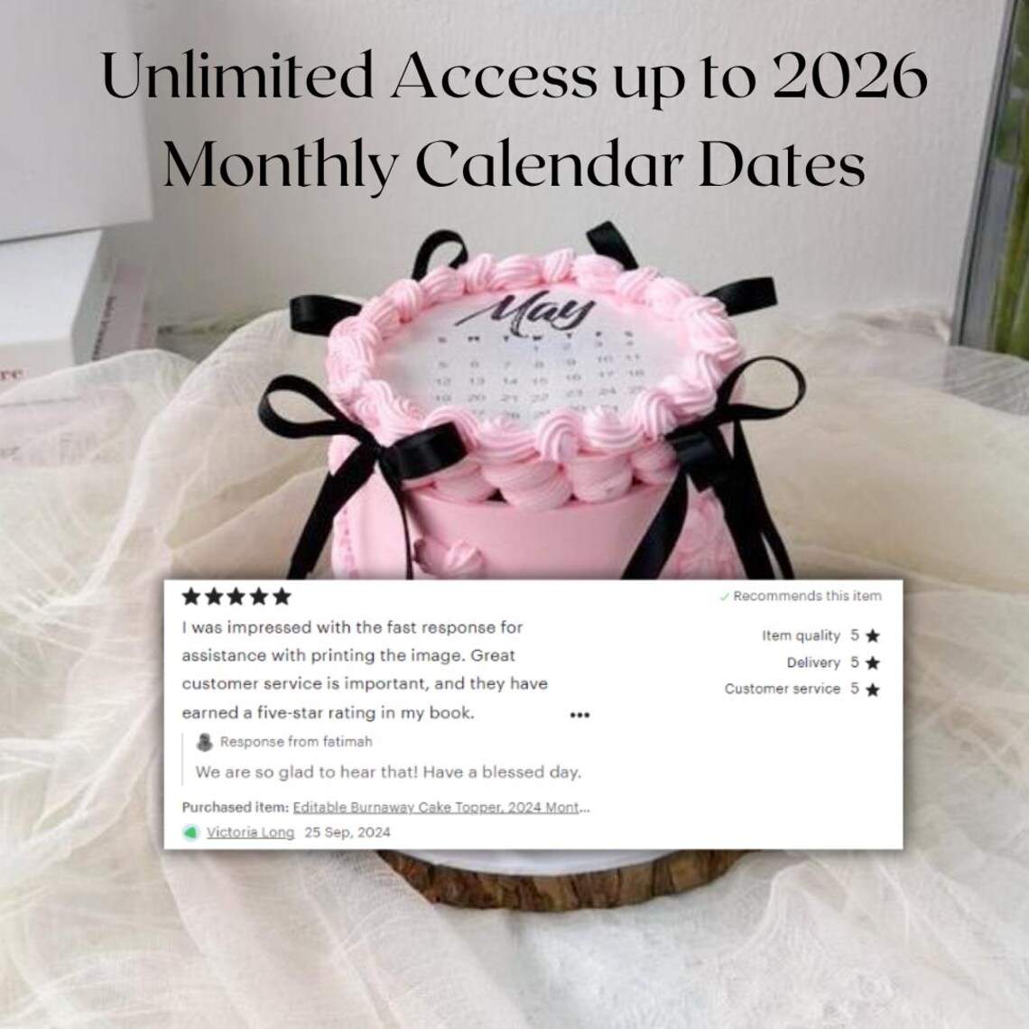 Editable Burnaway Cake Topper, 2025-2026 Monthly Calendar, Canva ...
