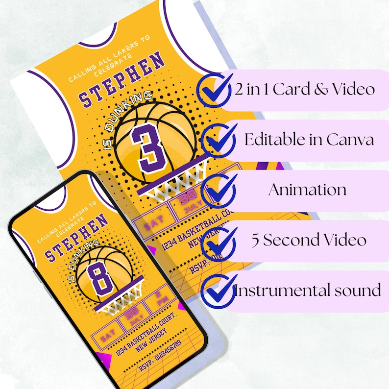 Editable Basketball Birthday Invitation for Basketball Player Party ...