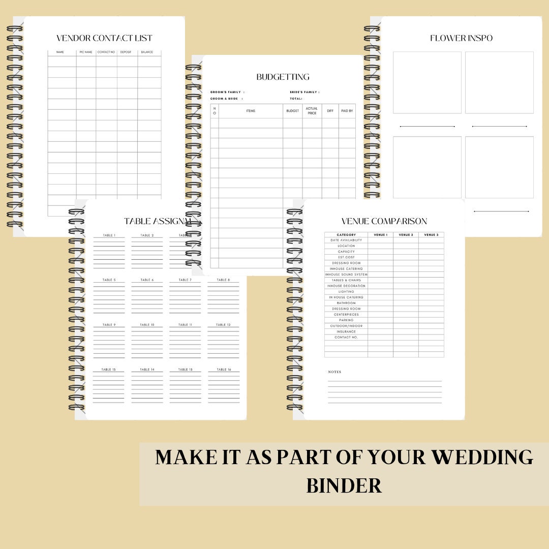 Printable Wedding Checklist, Wedding Tracker, Wedding for Binder ...