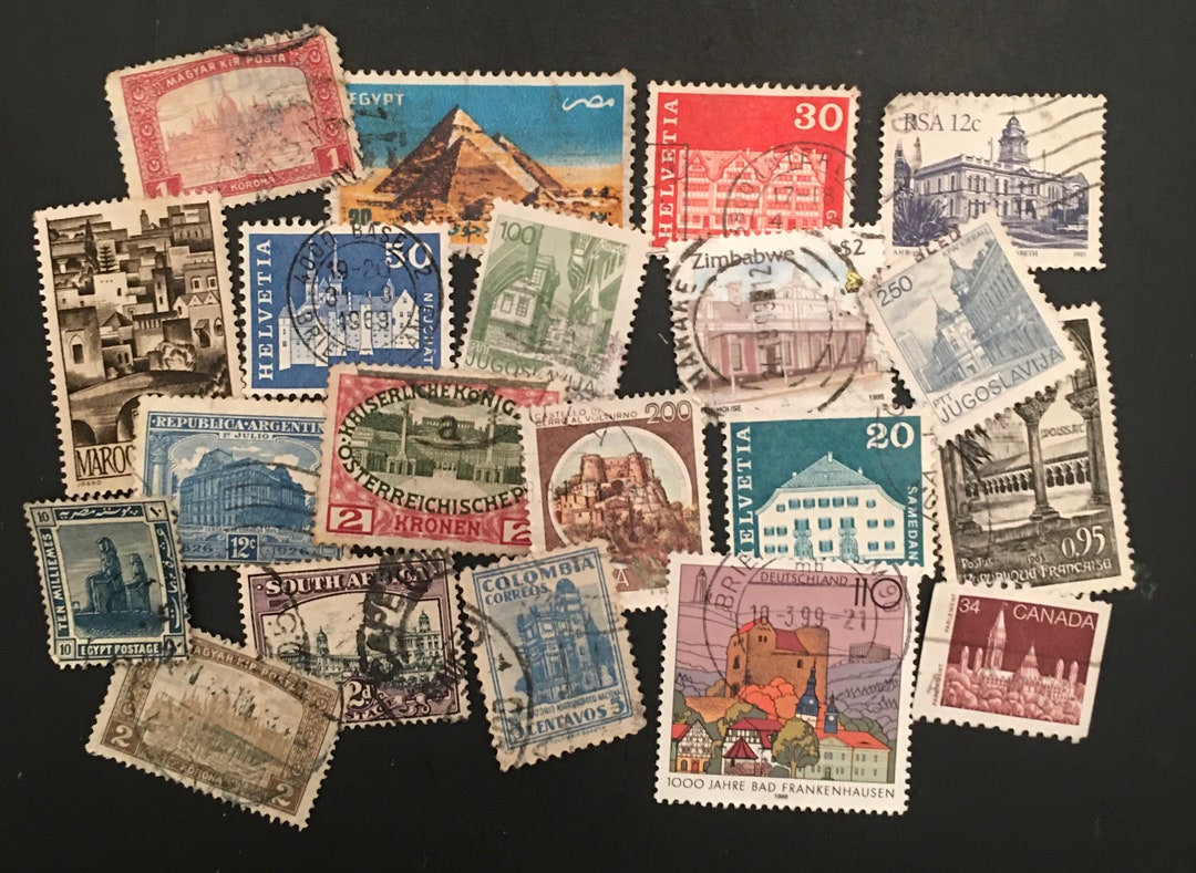 X20 Architecture Worldwide Bundle Vintage Buildings Postage Stamps ...