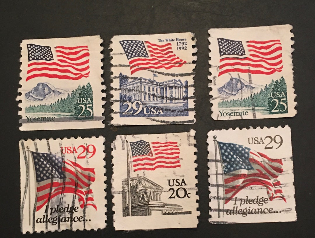 USA Flag Vintage Postage Stamps 1981-1992 Stars and Stripes Whitehorse ...