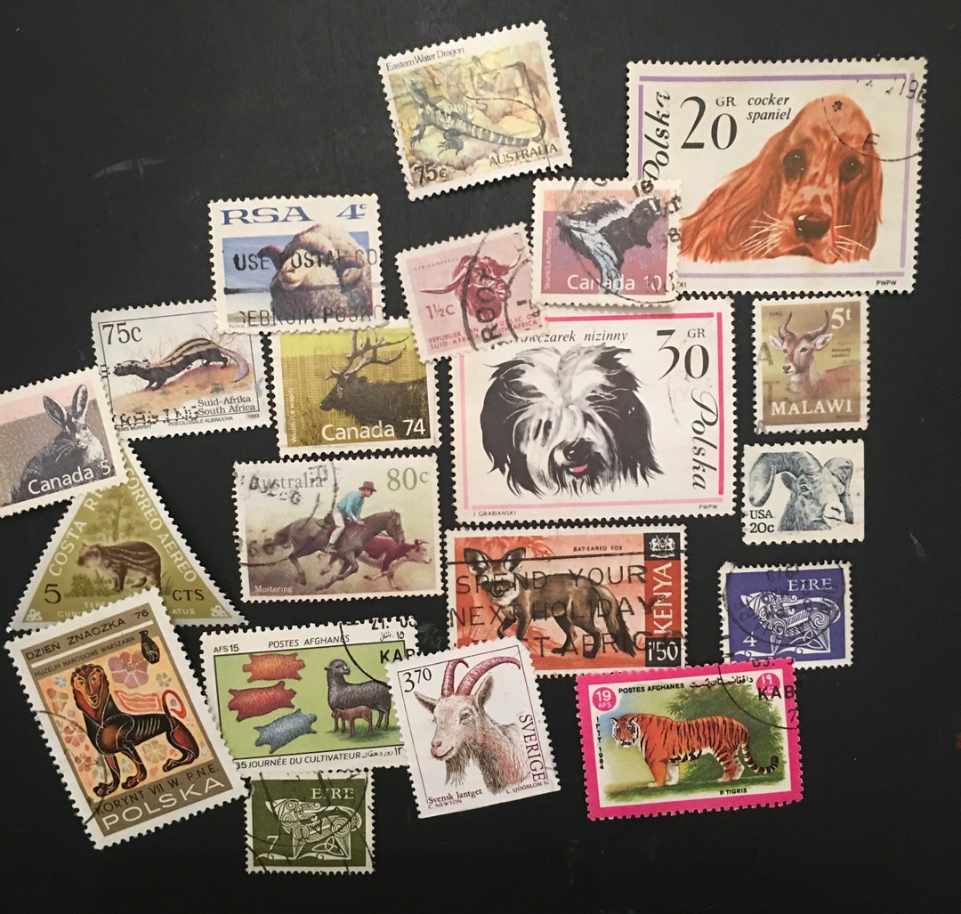 X20 Animal Vintage Postage Stamps Worldwide Collection Bundle Crafts ...