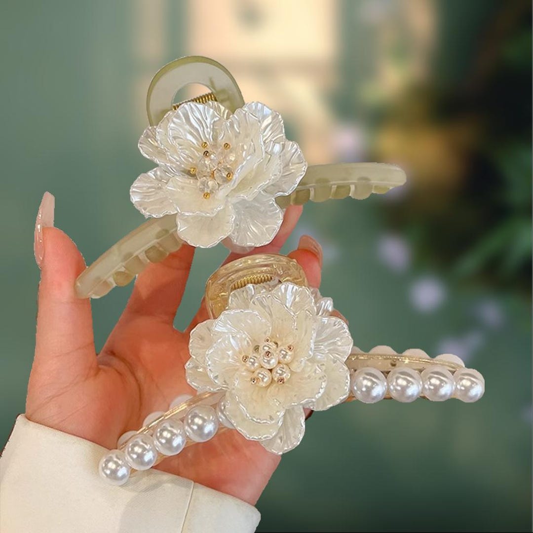 Camellia Pincers,camellia Fabric Hair Claw Clip,new Style Hair Pin ...