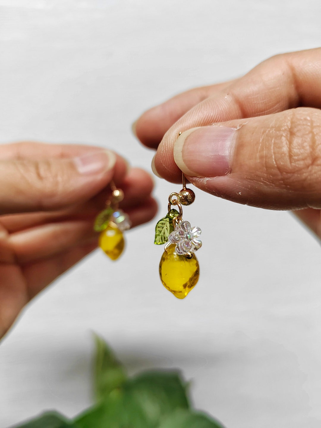 Translucent Lemon Earrings, Gift for Her, Glass Lemon Drop Earrings ...
