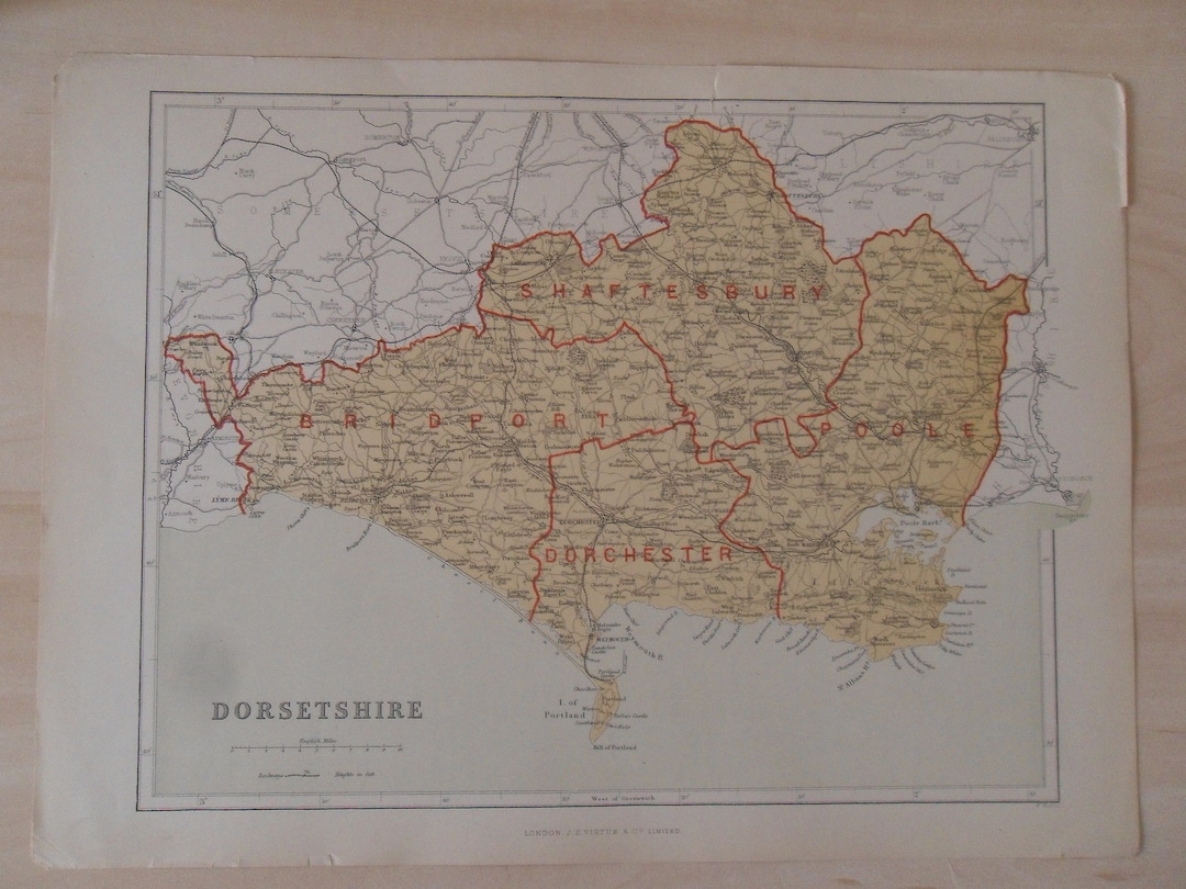 1886 Antique Dorsetshire Original Map Dorset Maps English - Etsy