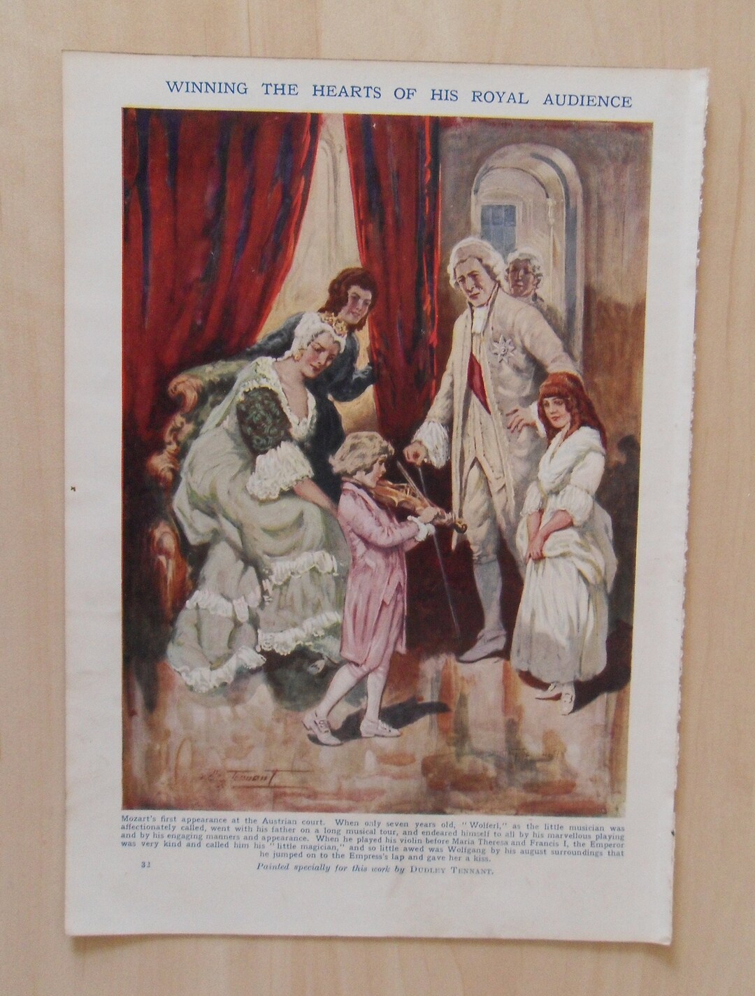 Vintage C1940s Mozart Book Page Print Wolfgang Amadeus Mozart Mozart as ...