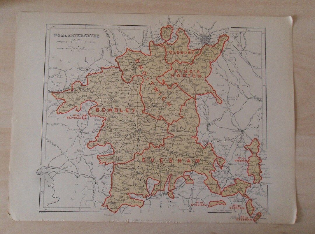 1886 Antique Worcestershire Original Map - Worcestershire Maps ...