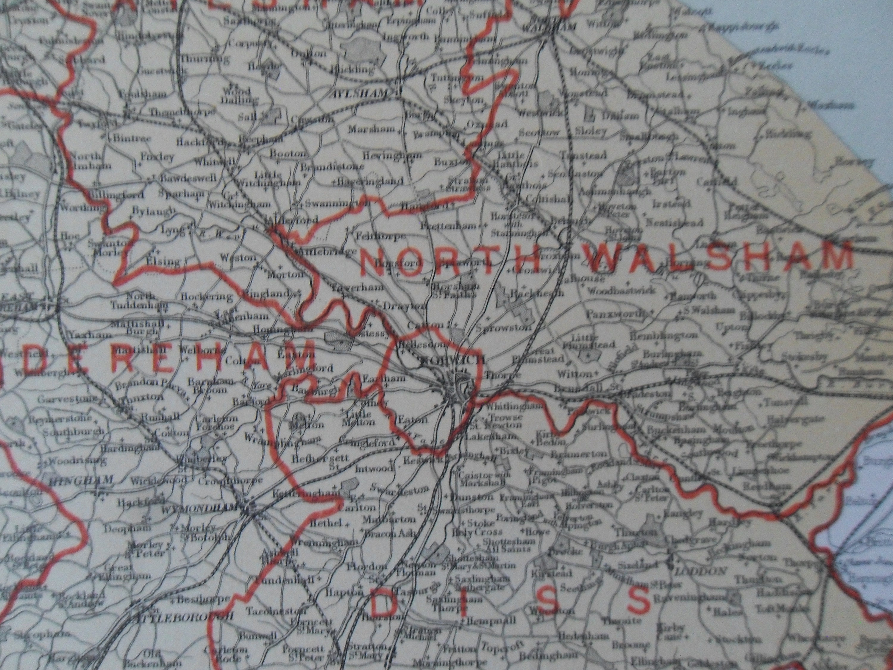 1886 Antique Original Norfolk County Map England English - Etsy UK