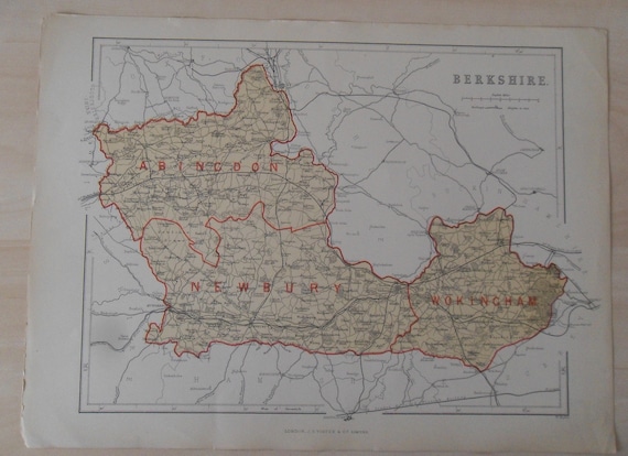 1886 Antique Berkshire Map England County English Counties - Etsy