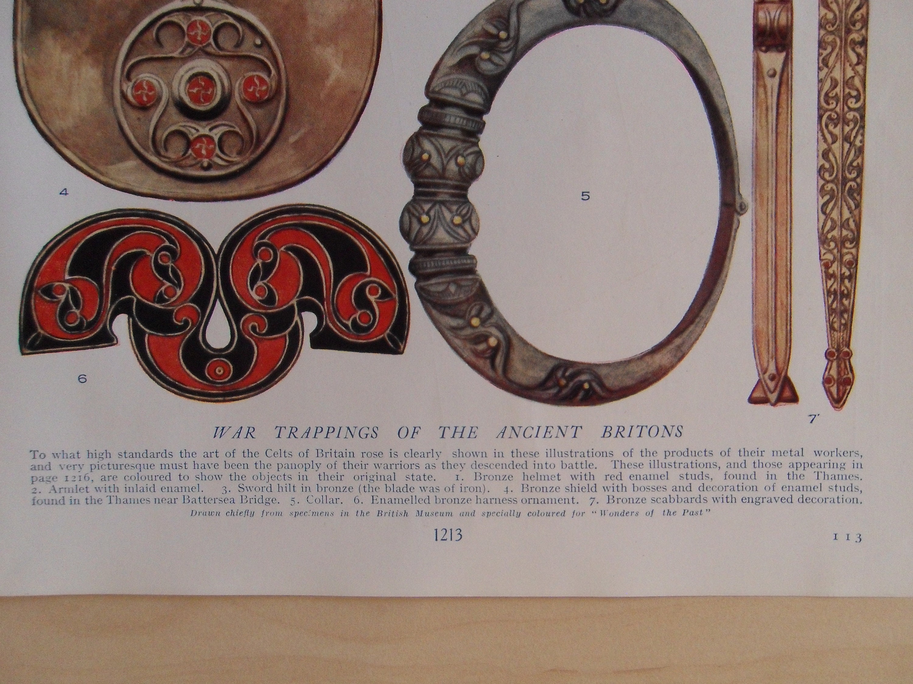 Original Antique C1920s Metal Work Ancient Britons Book Page Print ...