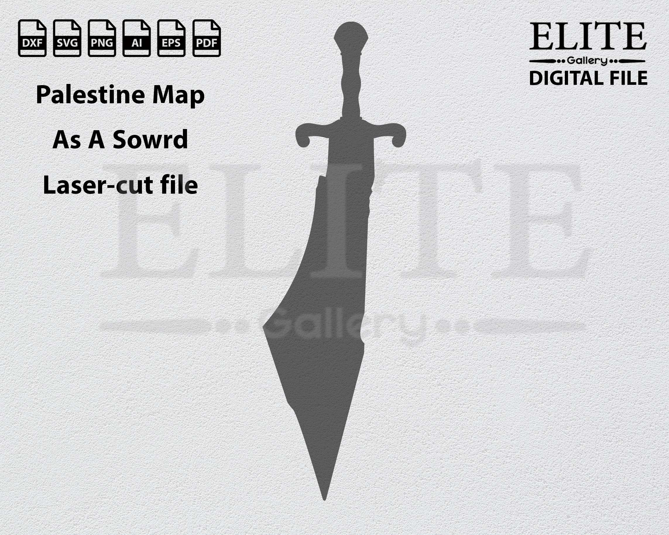 Palestine Map as a Sword in Digital Design for Laser Cut and - Etsy