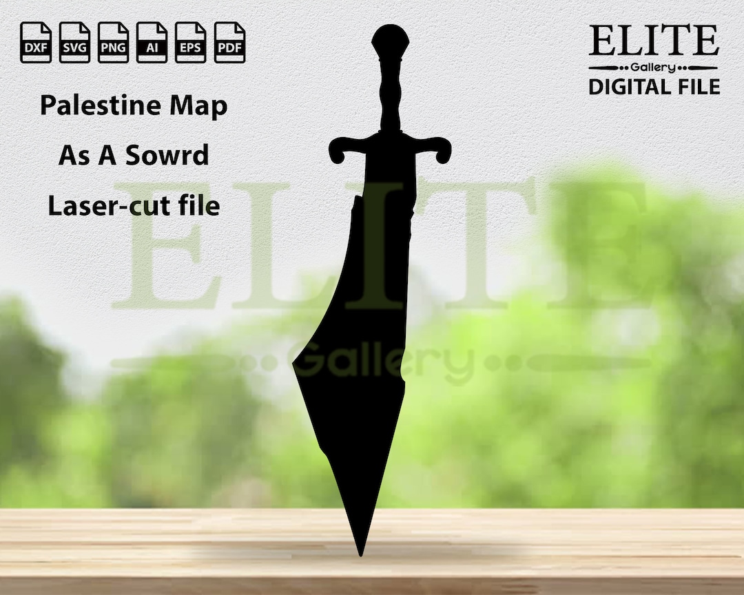 Palestine Map as a Sword in Digital Design for Laser Cut and - Etsy