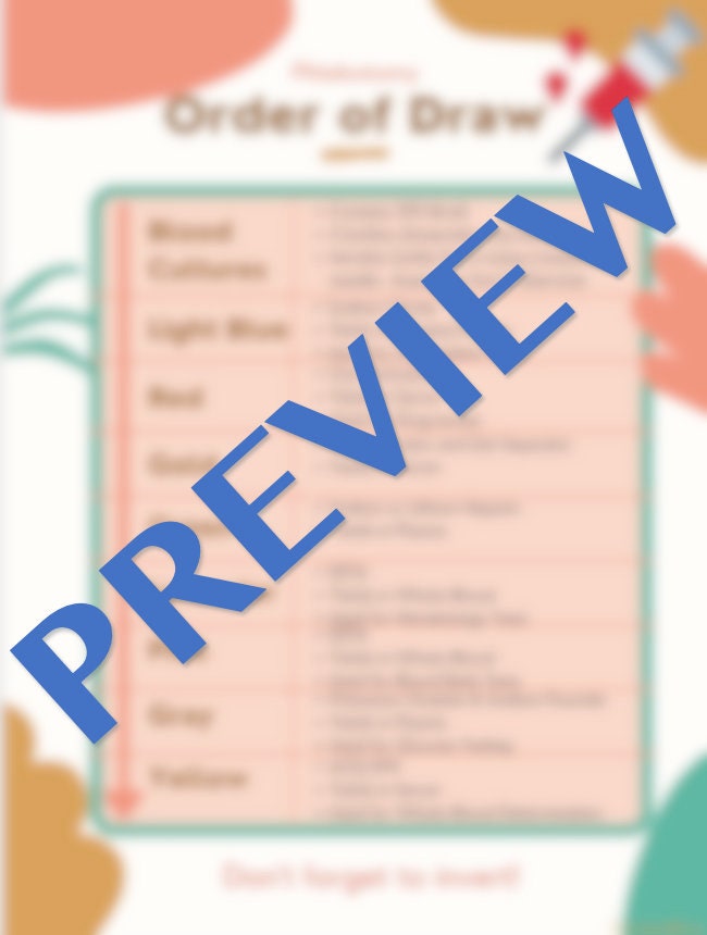 Order of Draw in Blood Collection Study Sheet - Etsy