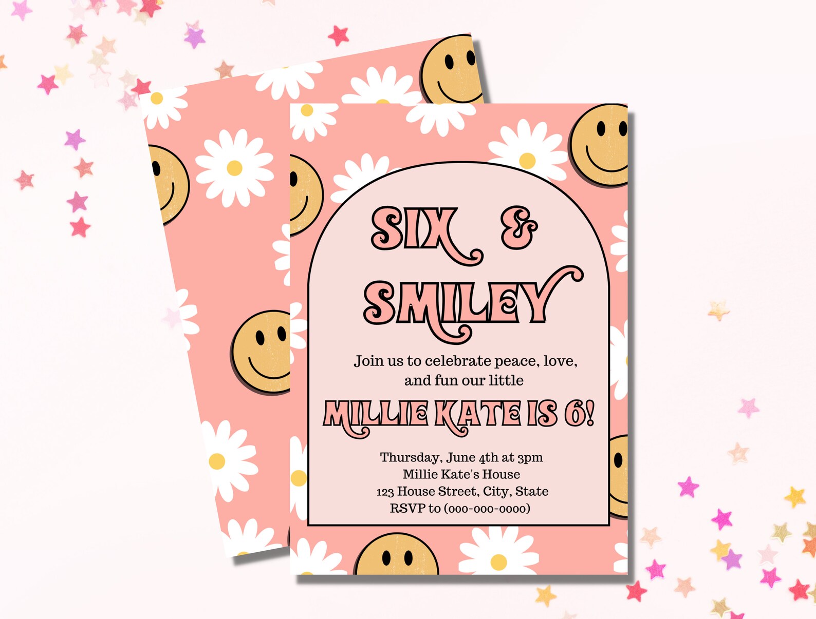 Retro Six Birthday Invitation Six and Smiley Birthday Smiley - Etsy
