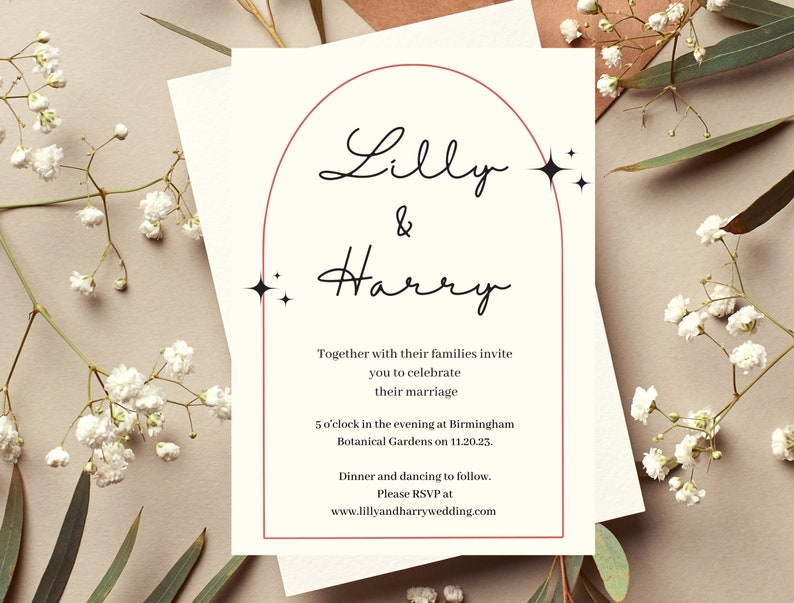 Retro Wedding Invitation Template Mid Century Modern Wedding - Etsy